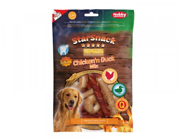 Nobby StarSnack BBQ Chicken n' Duck Mix 130gr | Dýrafóður.is